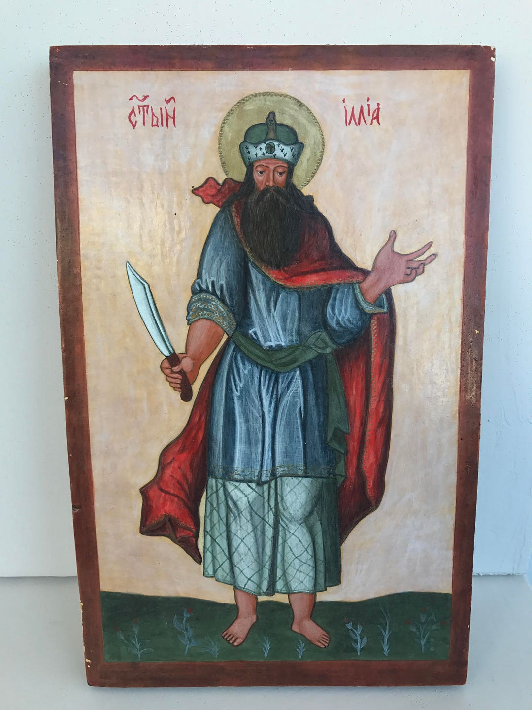 Saint Elijah Hand Painted Icon, Byzantine Icon Painting, Handmade ...