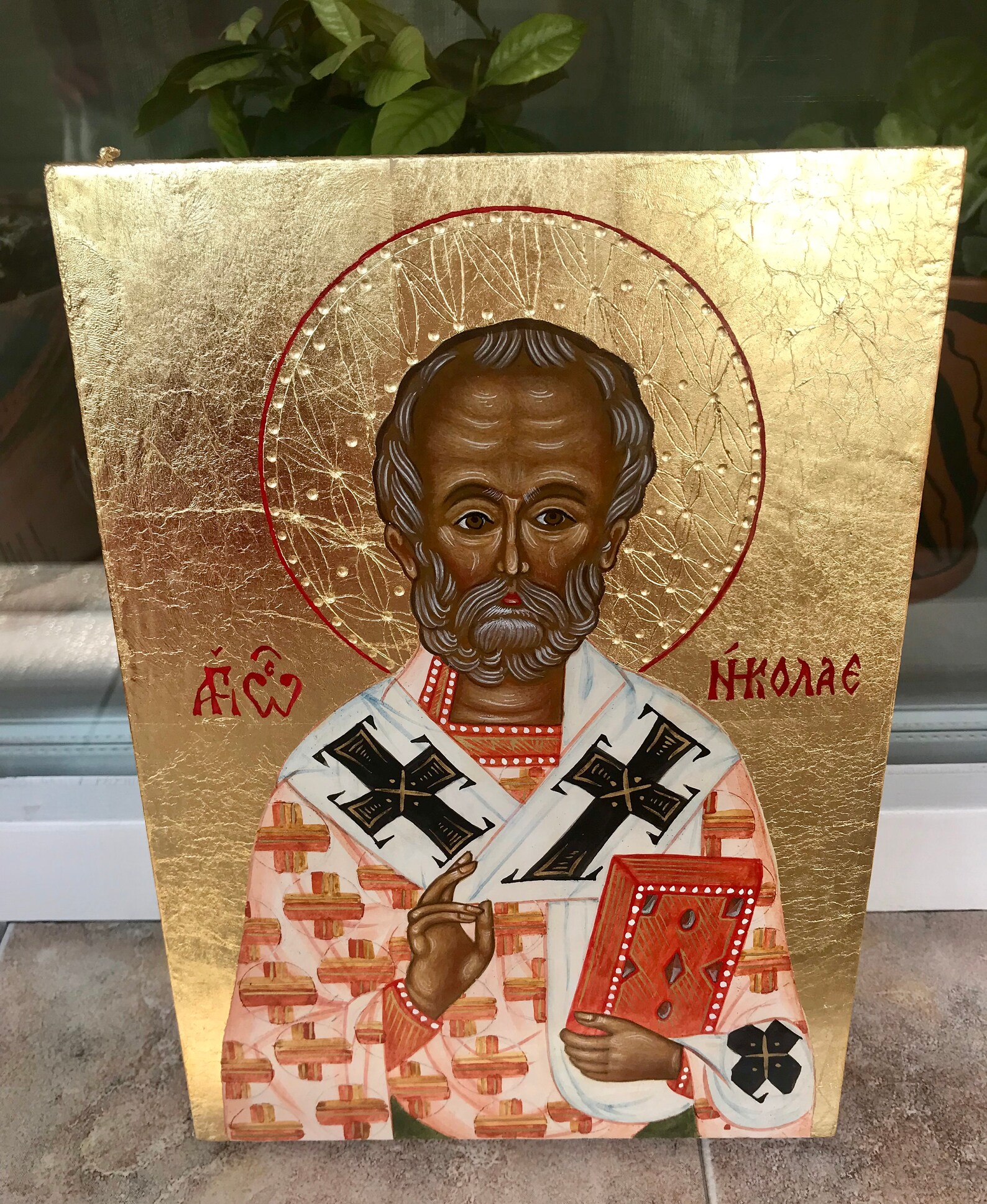 Saint Nicholas Hand Painted Icon, Byzantine Icon Painting, Handmade ...
