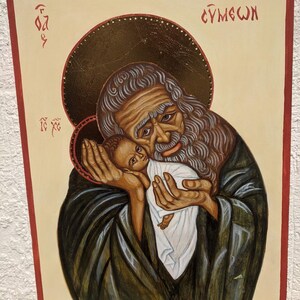 Simeon the Godreceiver Hand Painted Icon, Byzantine Icon Painting ...