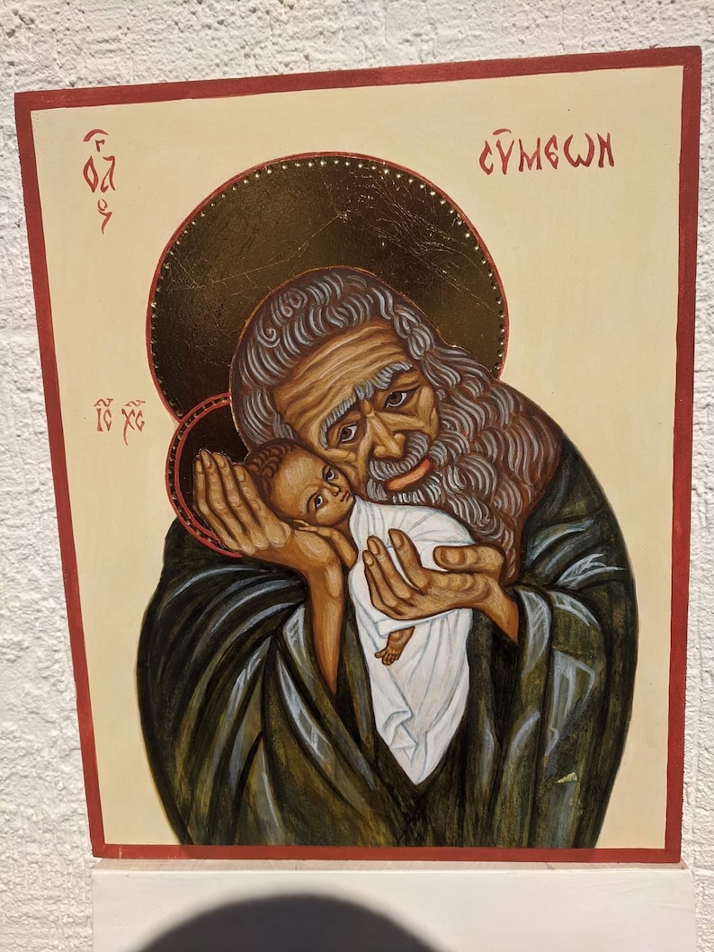Simeon the Godreceiver Hand Painted Icon, Byzantine Icon Painting ...