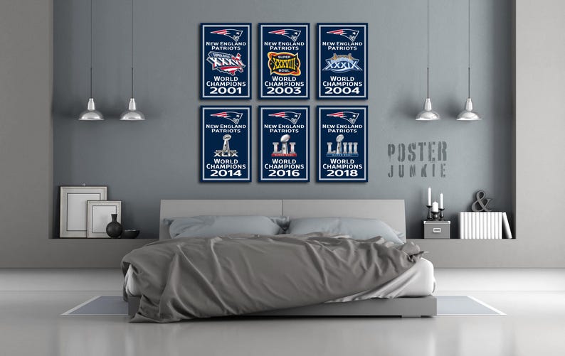 Patriots Super Bowl Banners Art Prints - Set of 6 - Etsy