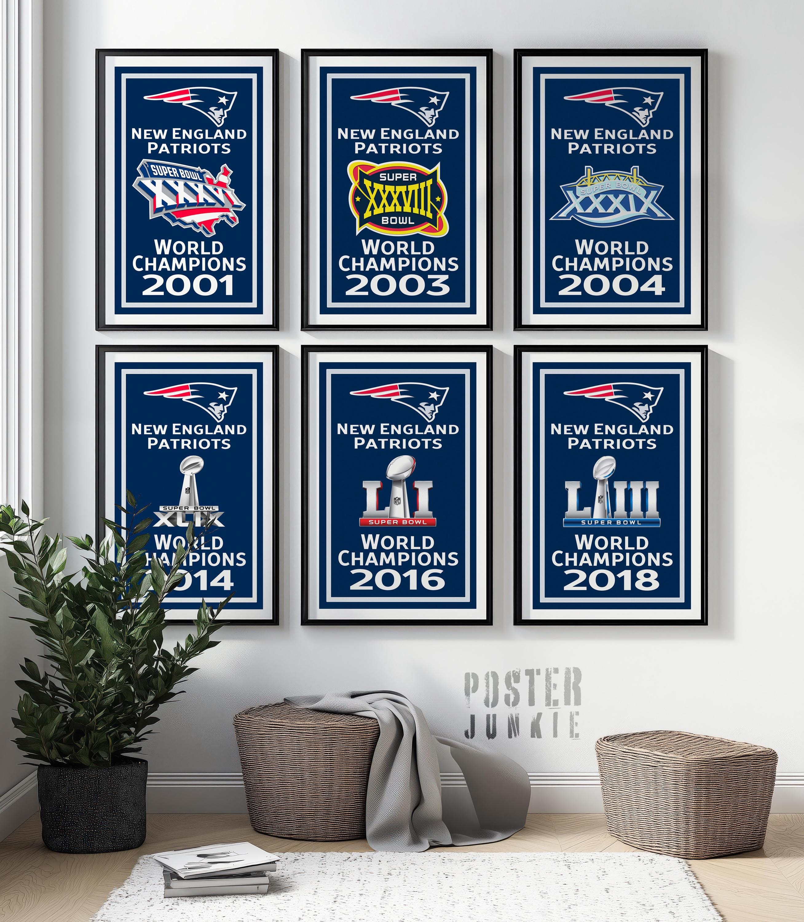 Patriots Super Bowl Banners Art Prints - Set of 6 - Etsy