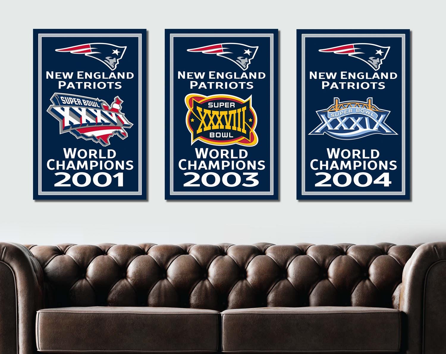 Patriots Super Bowl Banners Art Prints - Set of 6 - Etsy