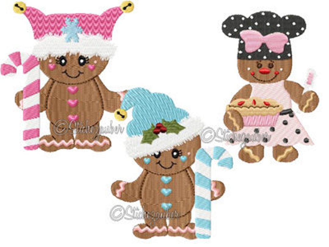 Gingerbread Man Ginger Embroidery File Set 10x10 - Etsy