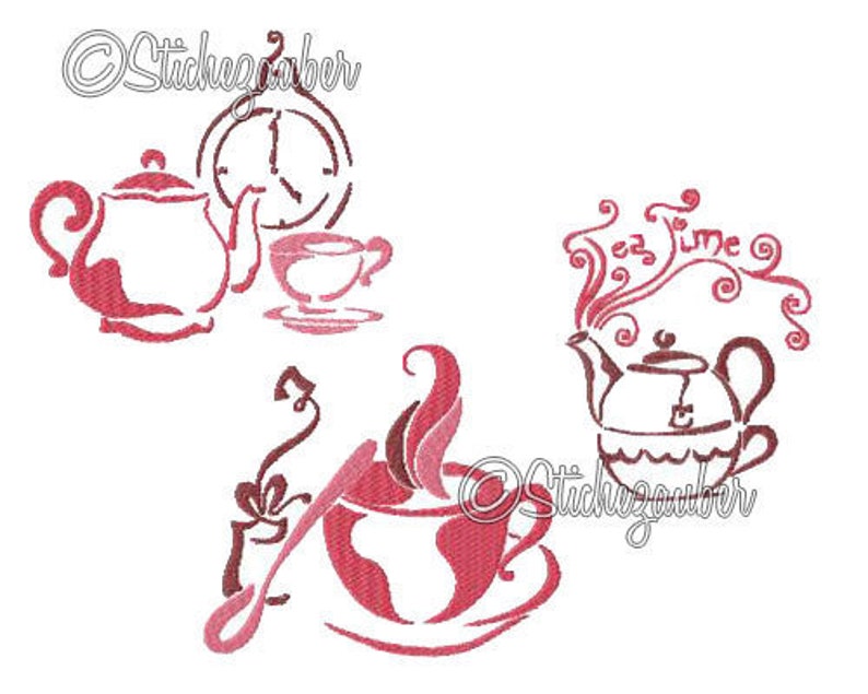 5 O CLOCK Tea" Embroidery File Set 13x18 - Etsy