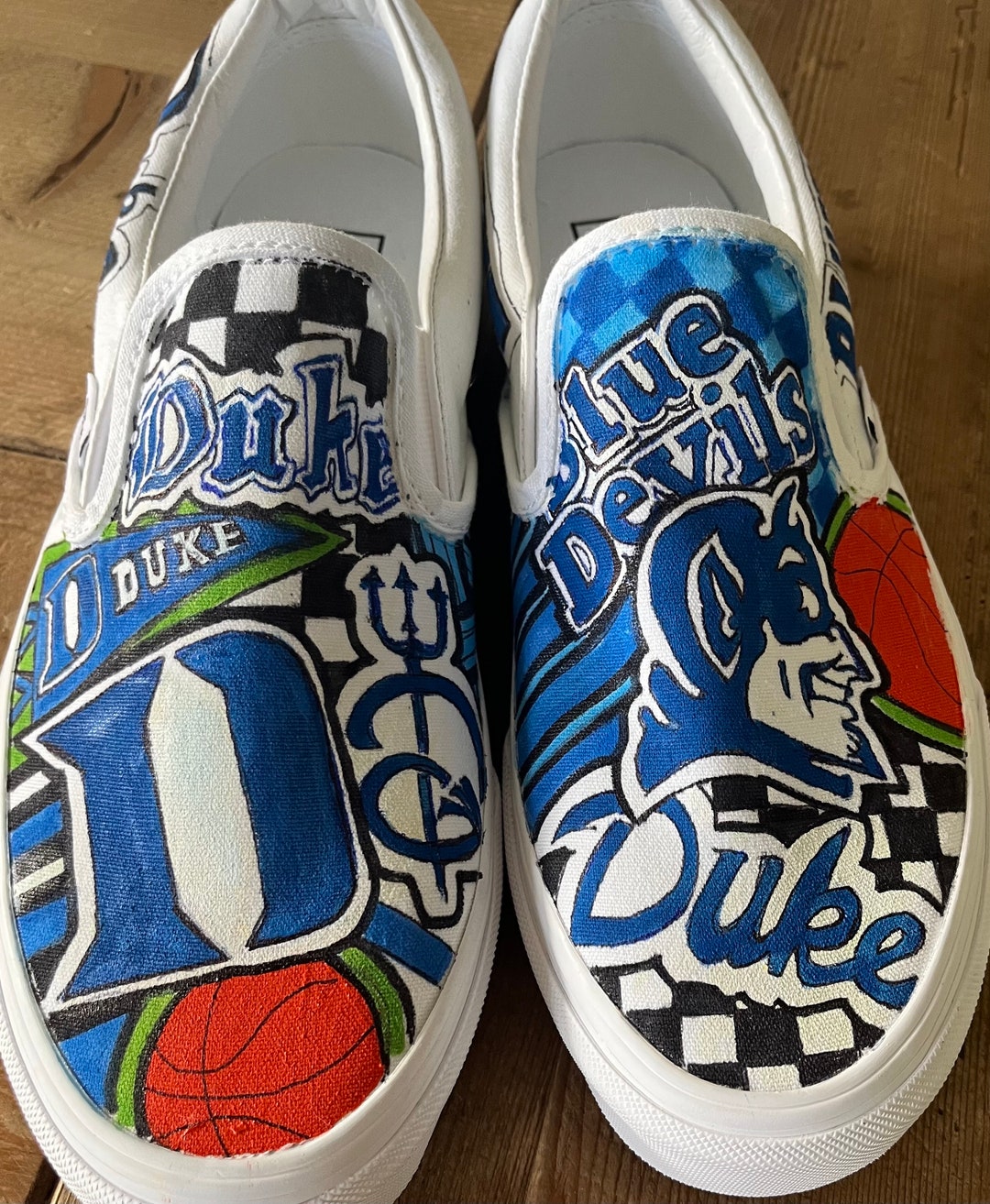 Duke University Hand Painted Custom Sneakers - Etsy