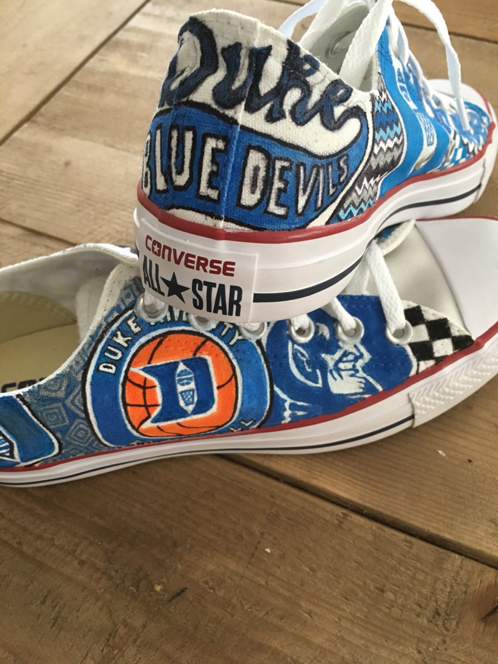 Duke University Hand Painted Custom Sneakers - Etsy