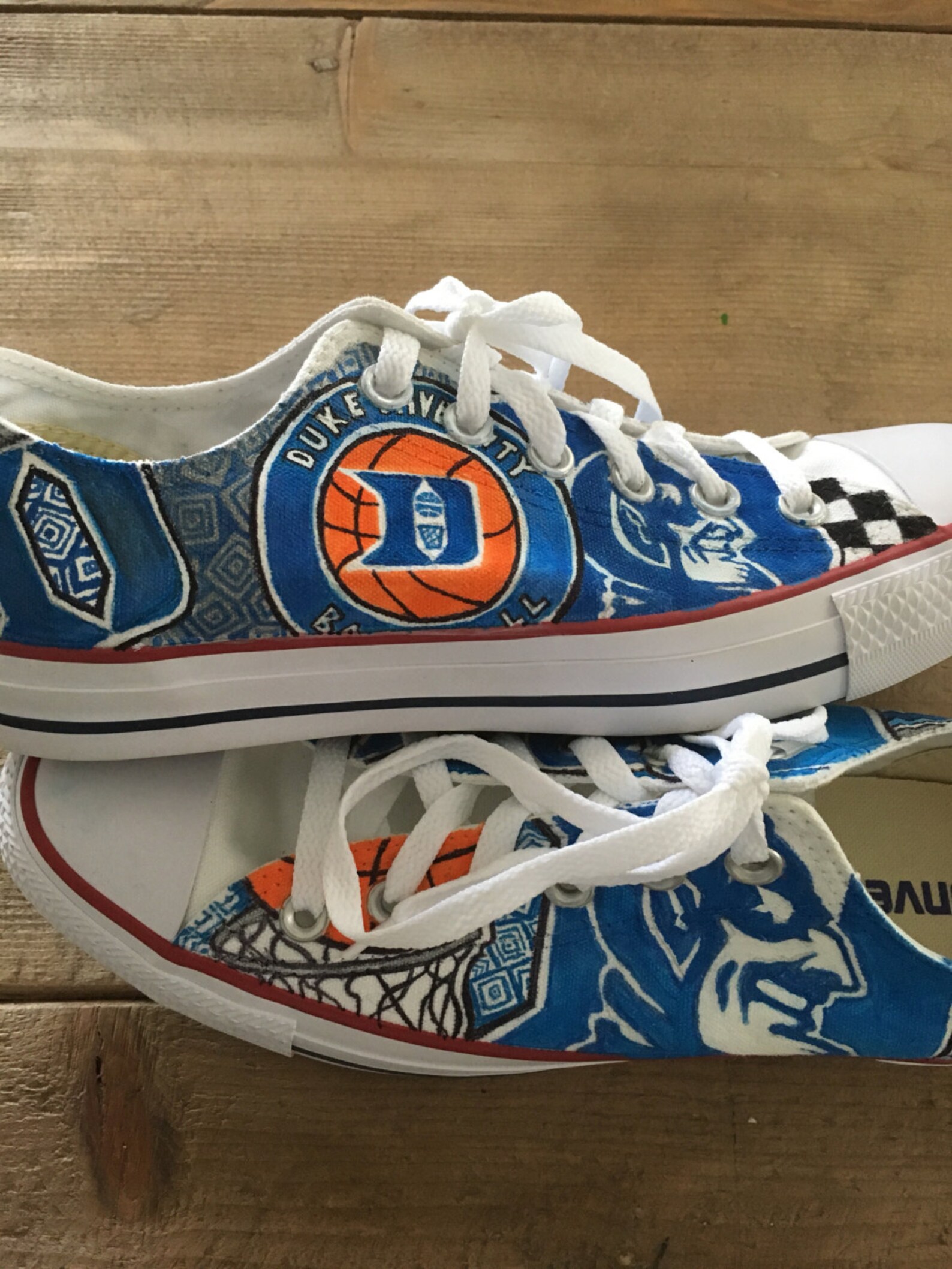 Duke University Hand Painted Custom Sneakers - Etsy