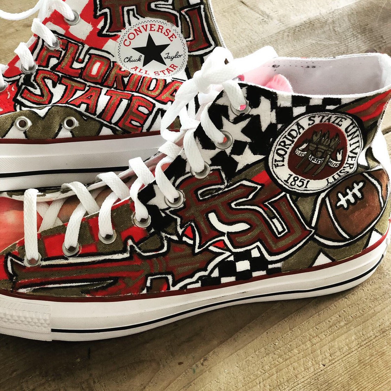 FSU Florida State Seminoles Lace up Hand Painted Custom - Etsy