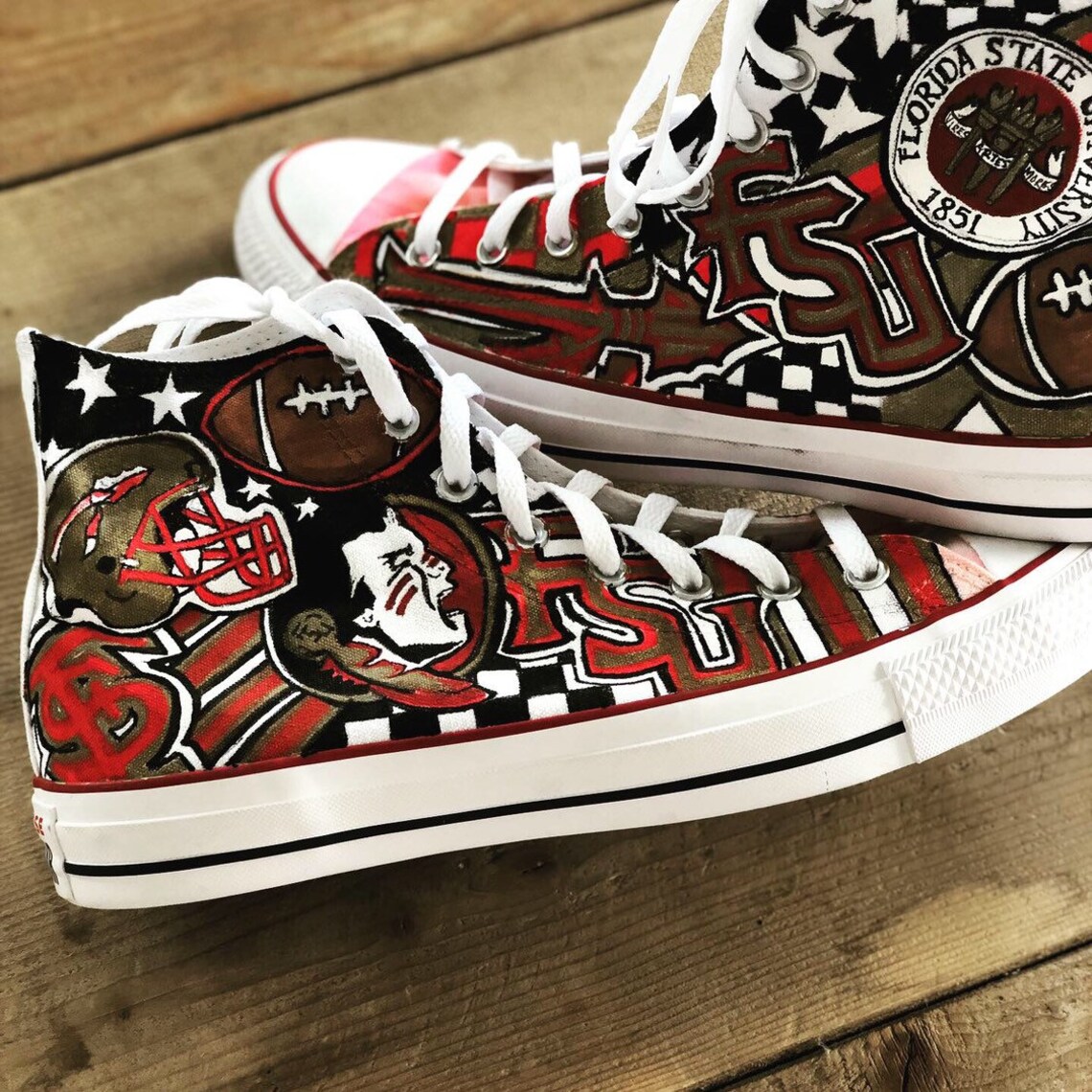 FSU Florida State Seminoles Lace up Hand Painted Custom - Etsy