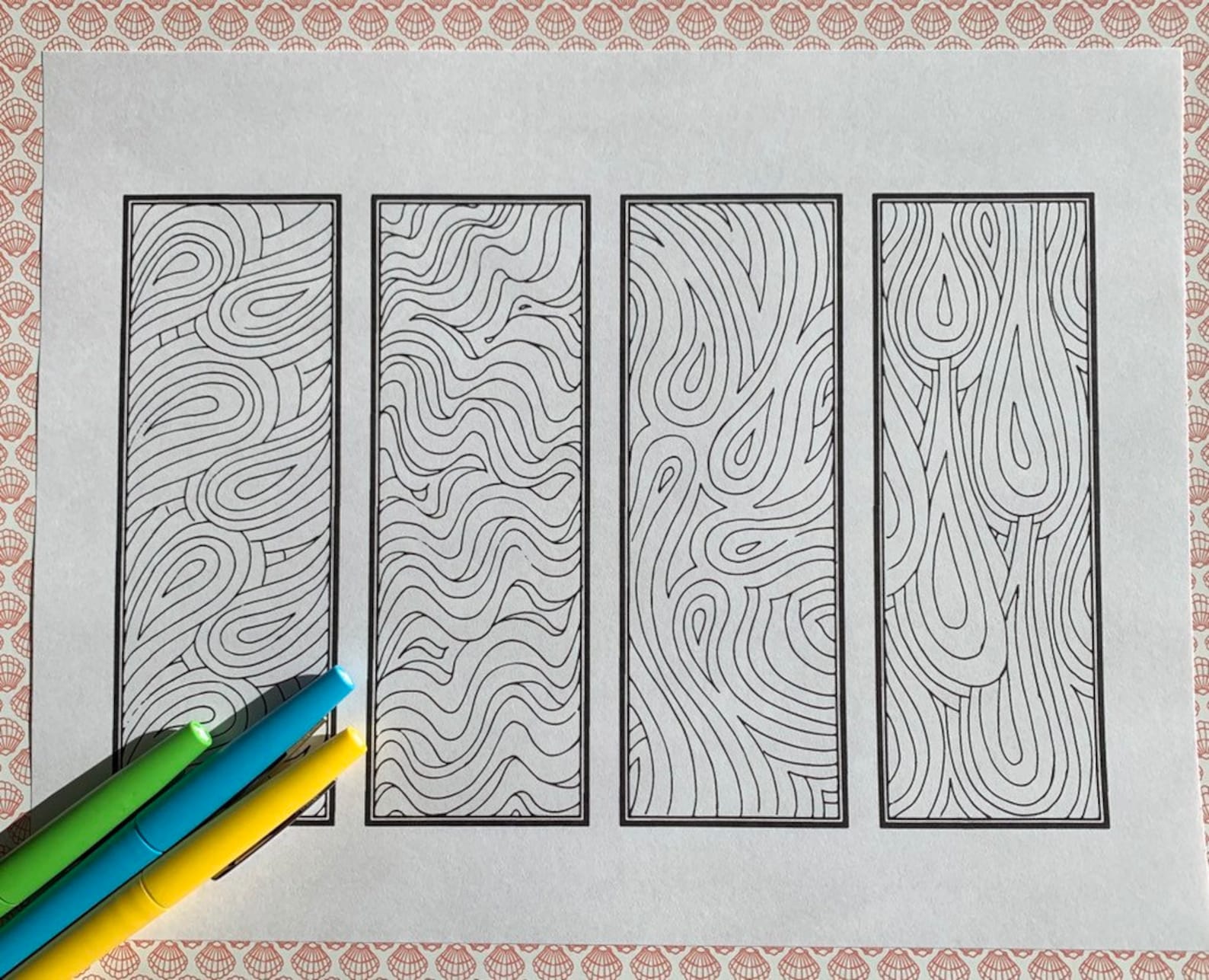 DIY Bookmarks Set of 4 Printable Coloring Page Adult - Etsy