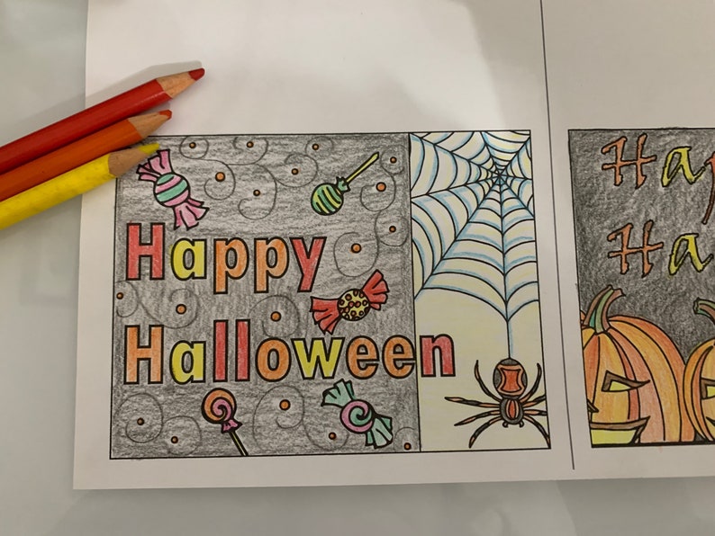 Color Your Own Halloween Cards! Set of Two- Instant Download- Holiday ...