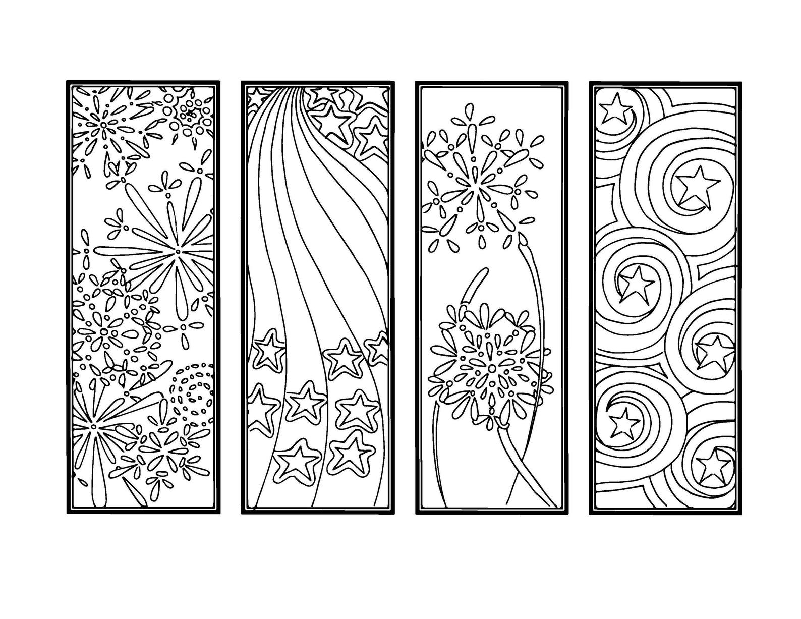 DIY 4th of July Bookmark Set of 4 Independence Day Printable Coloring ...
