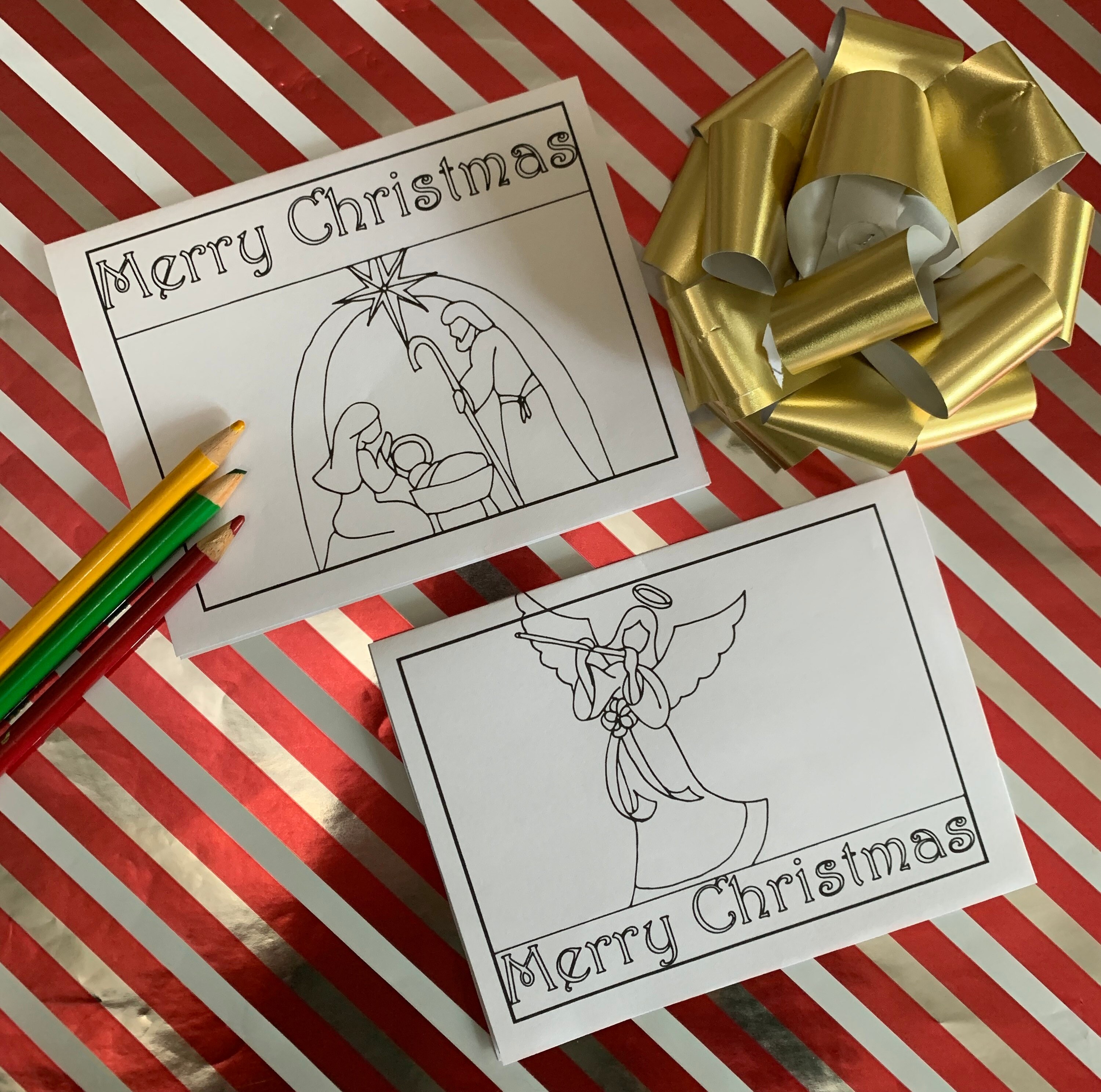 2 Color Your Own Christmas Cards! Instant Download- Holiday Crafts ...