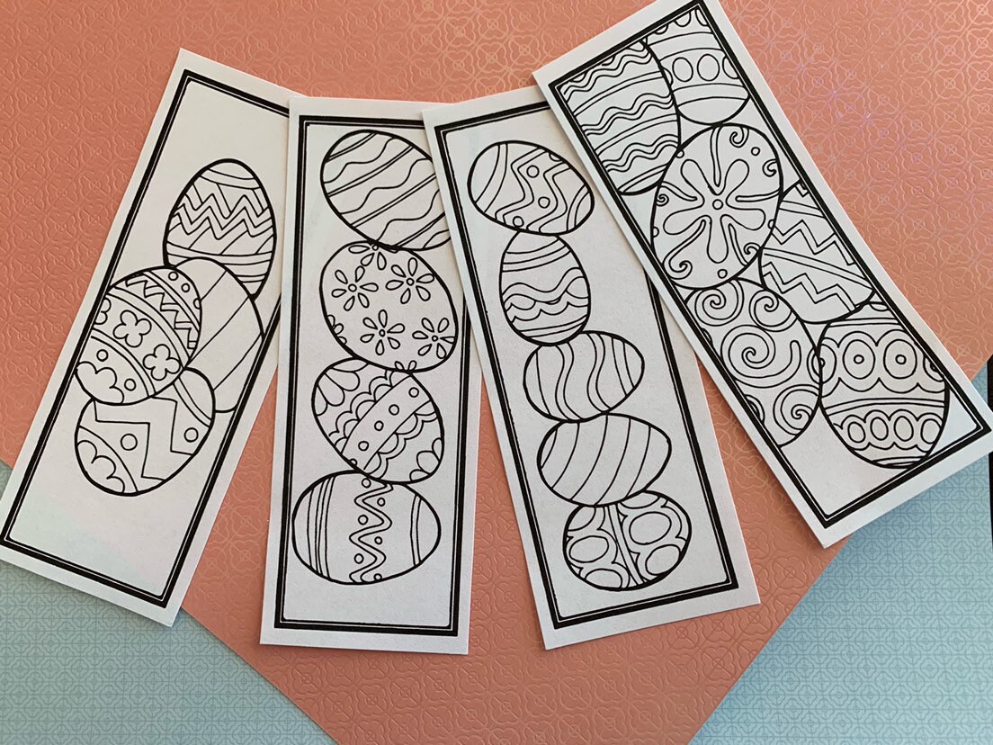 DIY Easter Egg Bookmarks Printable Coloring Page Adult - Etsy