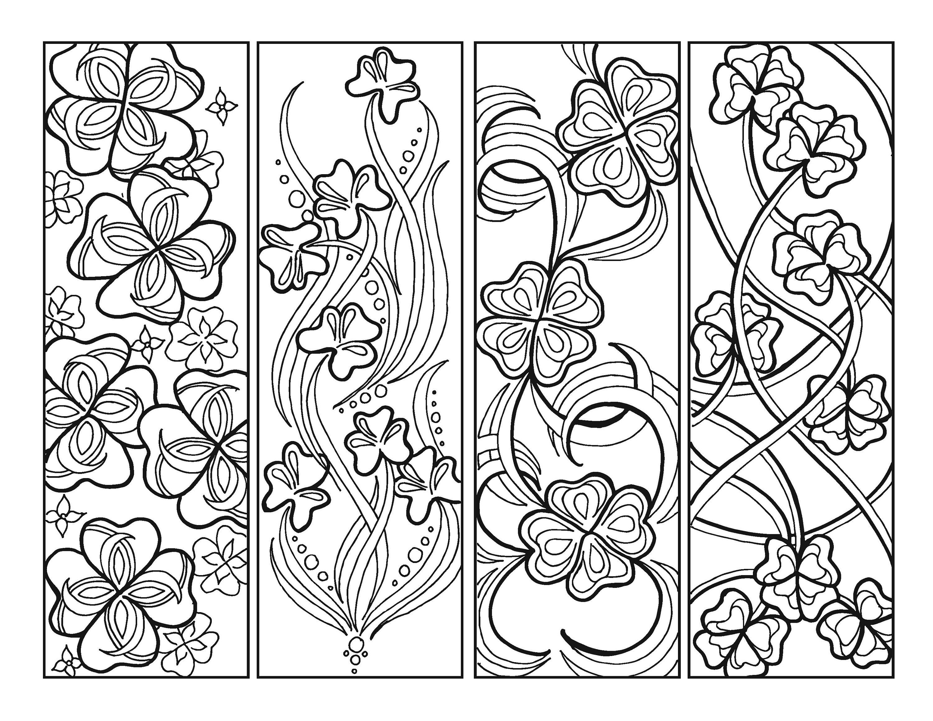 DIY Shamrock Bookmarks- Set of 4- Printable Coloring Page- Instant ...