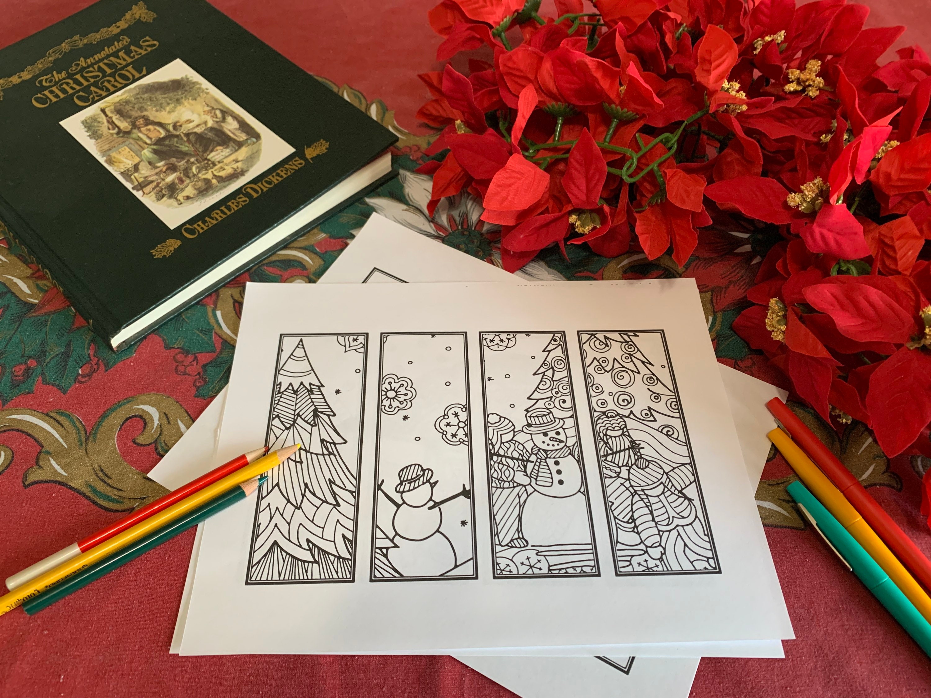 DIY Snowman Bookmarks-set of 4-holiday Crafts-winter Activity-color ...