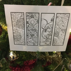 DIY Christmas Ornament Bookmarks- Set of 4- Holiday Crafts- Color Your ...