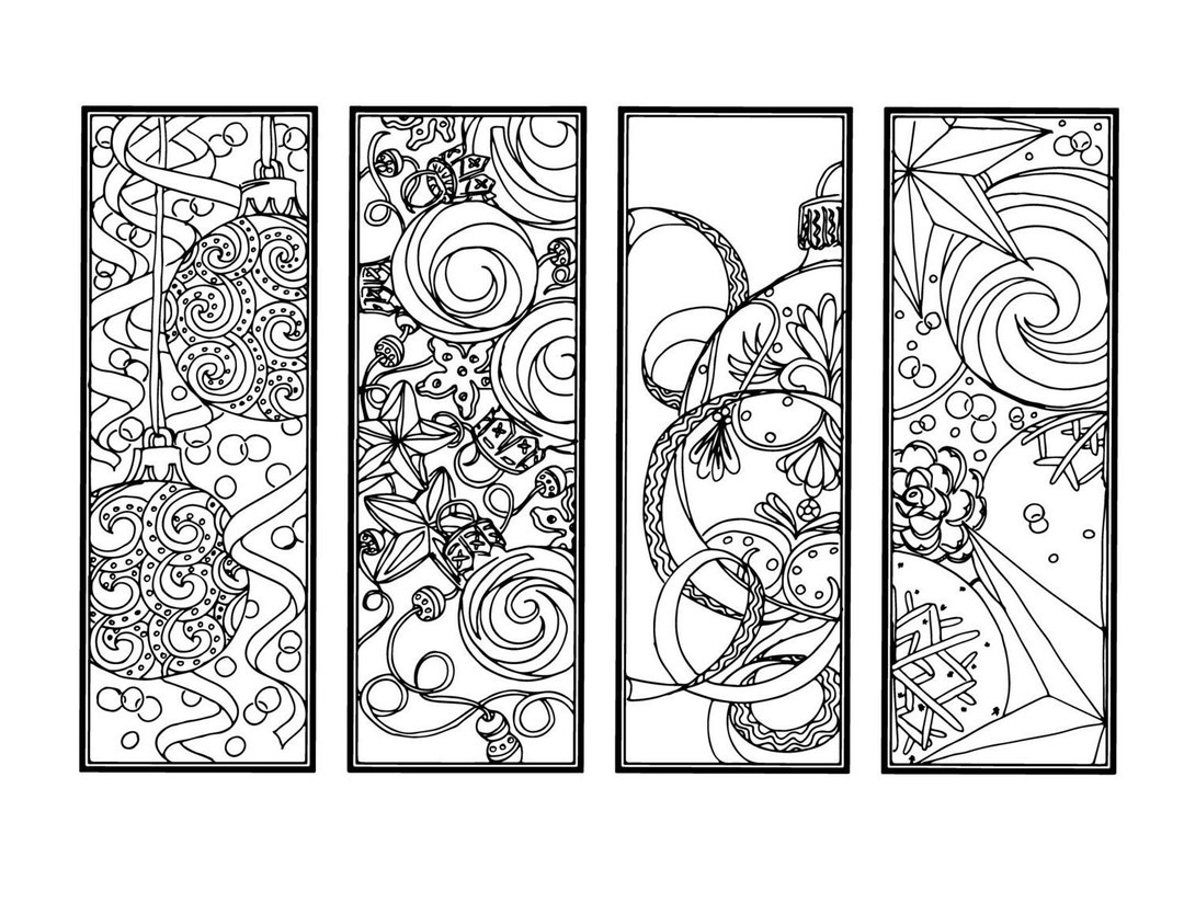 DIY Christmas Ornament Bookmarks- Set of 4- Holiday Crafts- Color Your ...