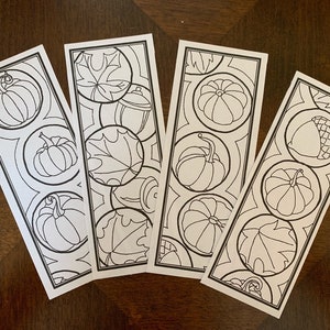 DIY Pumpkin Bookmarks Set of 4 Holiday Crafts Color Your - Etsy