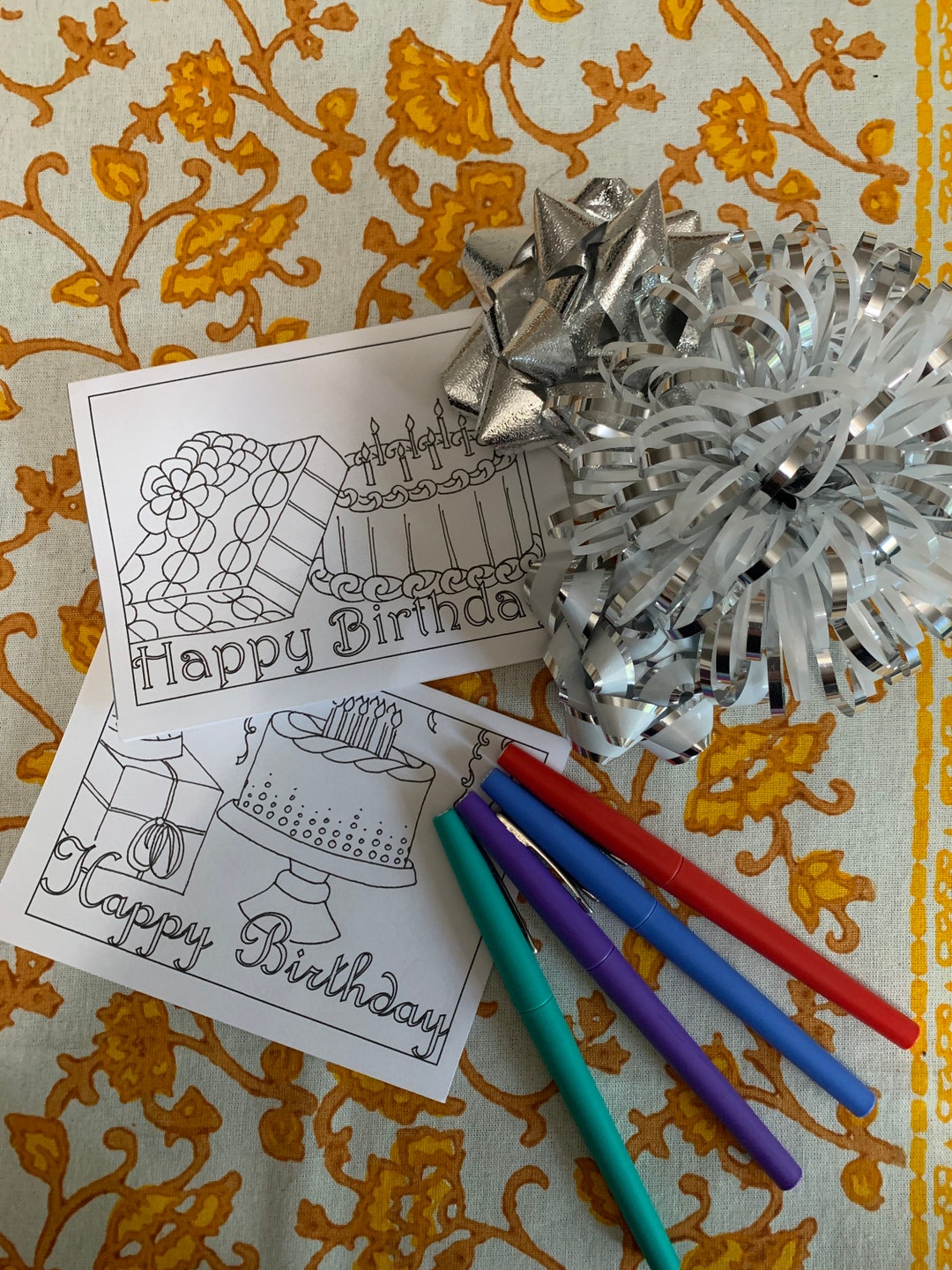 DIY Birthday Cards- Color Your Own- Print Your Own Designs- Digital ...
