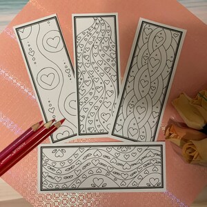Romantic Bookmarks- Flirty Bookmarks- Hearts and Swirls Bookmarks ...