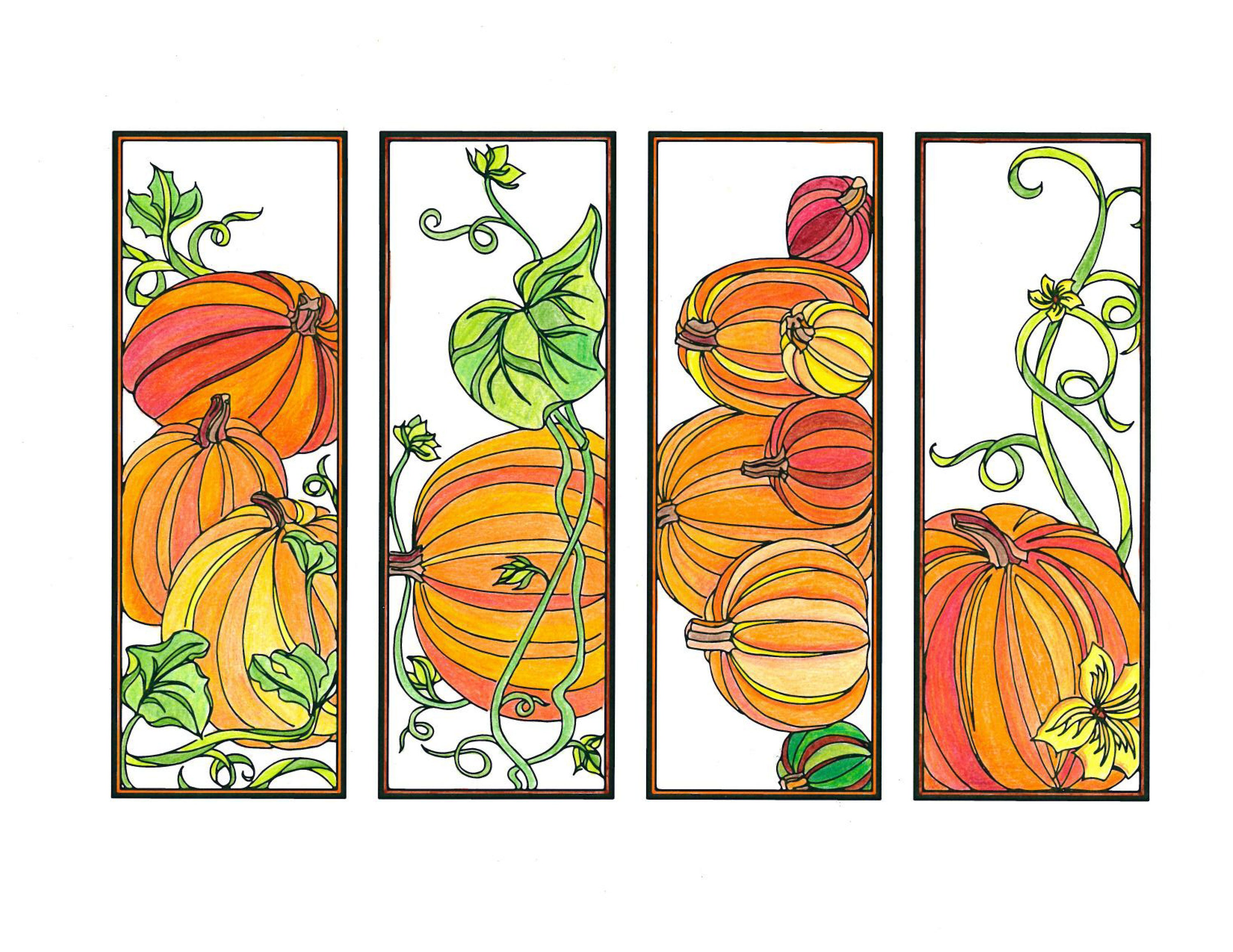 Fall Coloring Bundle! Printable Designs-holiday Bookmarks-color Your ...