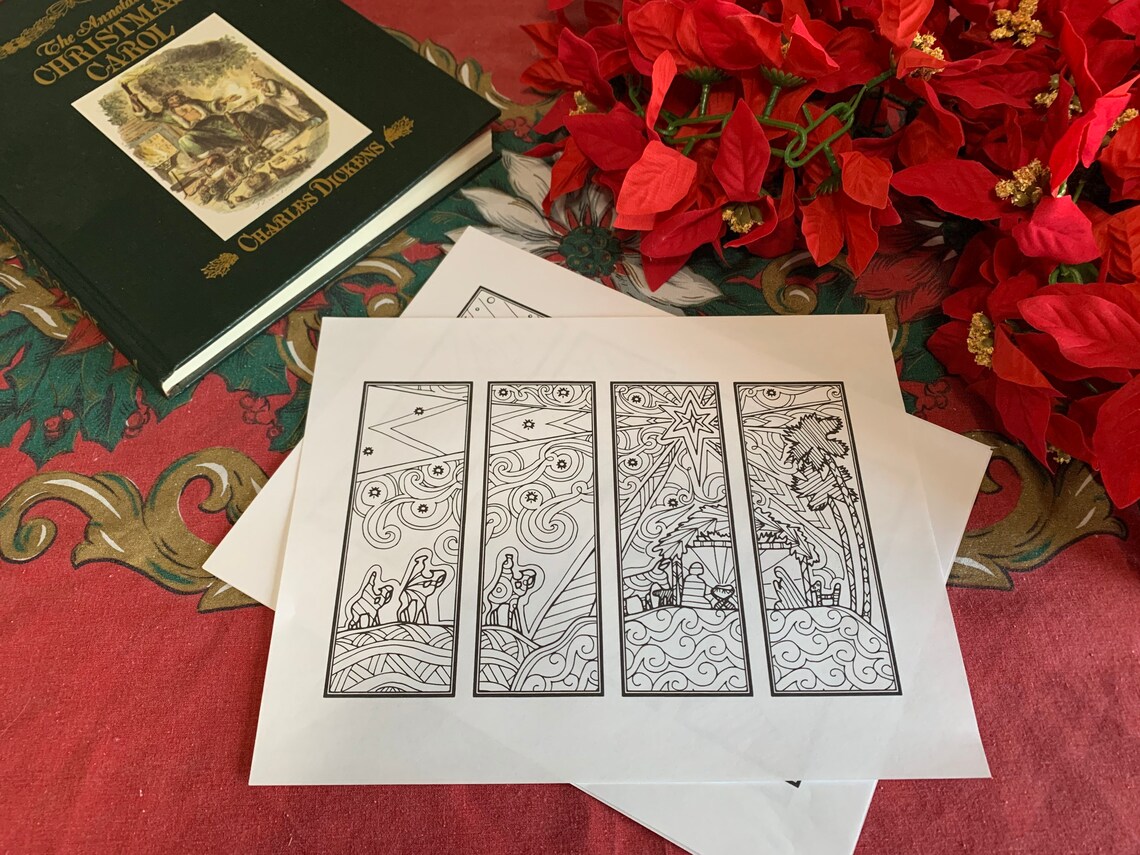 DIY Christmas Nativity Bookmarks Set of 4-holiday Crafts-color Your Own ...
