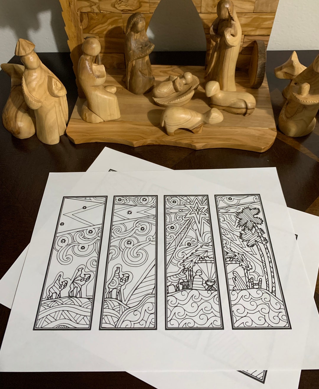 DIY Christmas Nativity Bookmarks Set of 4-holiday Crafts-color Your Own ...