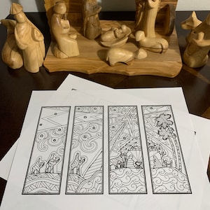 DIY Christmas Nativity Bookmarks Set of 4-holiday Crafts-color Your Own ...