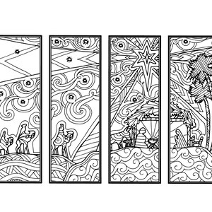 DIY Christmas Nativity Bookmarks Set of 4-holiday Crafts-color Your Own ...