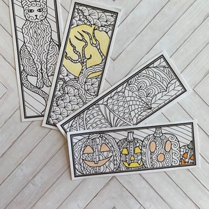 DIY Halloween Bookmarks-set of 4-holiday Crafts-color Your Own-instant ...