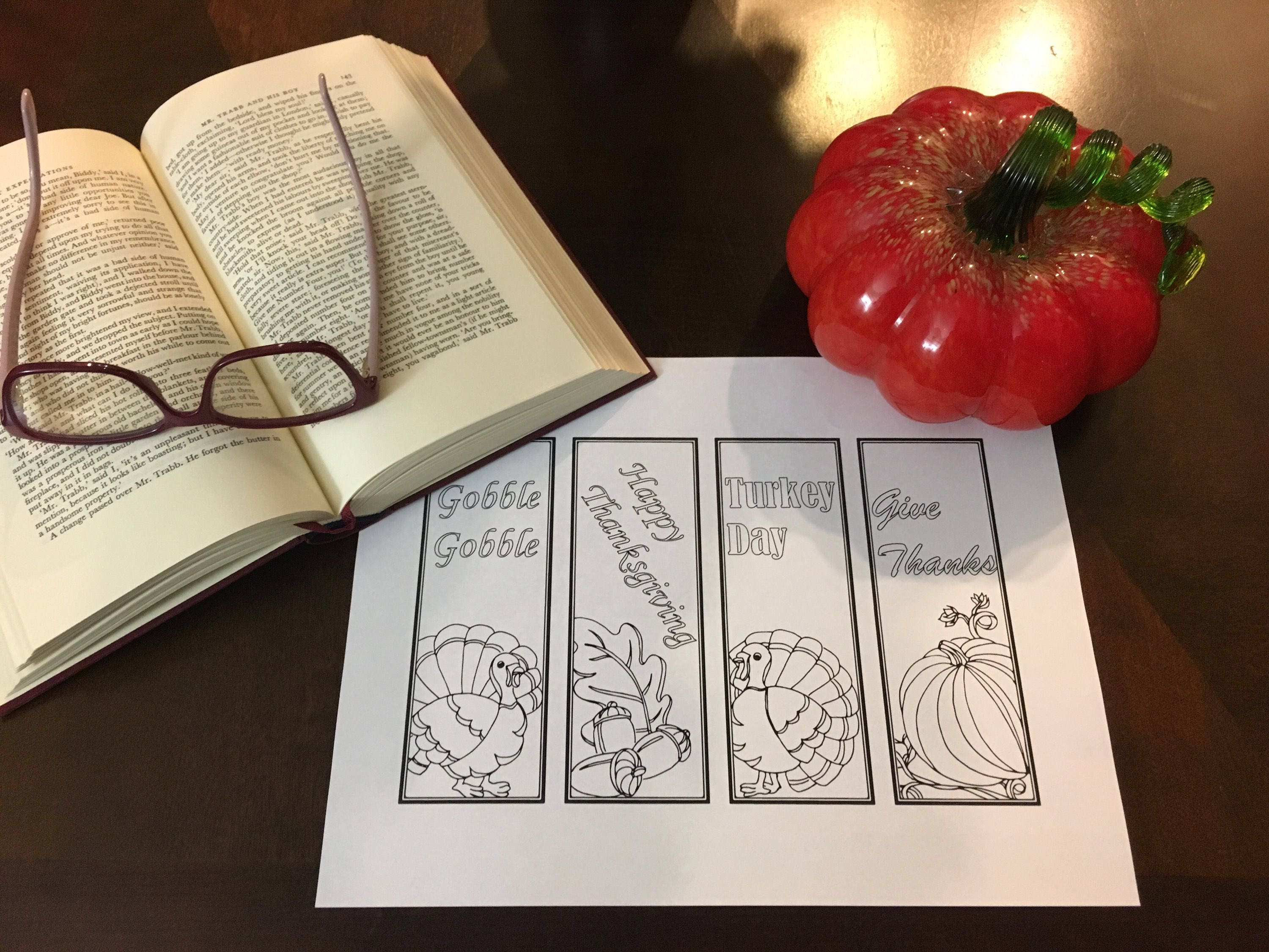 DIY Thanksgiving Bookmarks Set of 4 Holiday Crafts Color Your Own ...