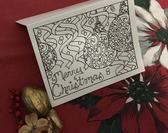 Customizable Christmas Holly Holiday Greeting Card to Color - Etsy