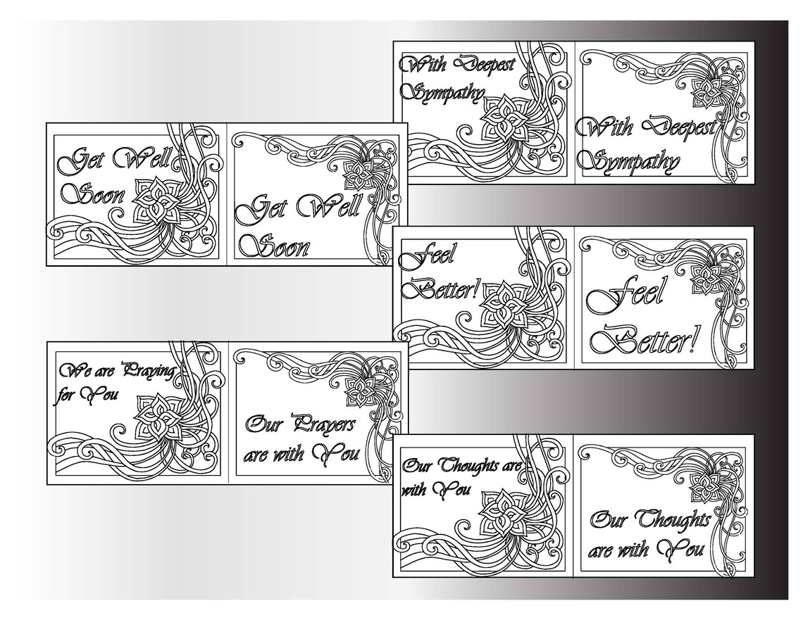 10 Color Your Own Sympathy Card-sets of Ten-instant Download-get Well ...