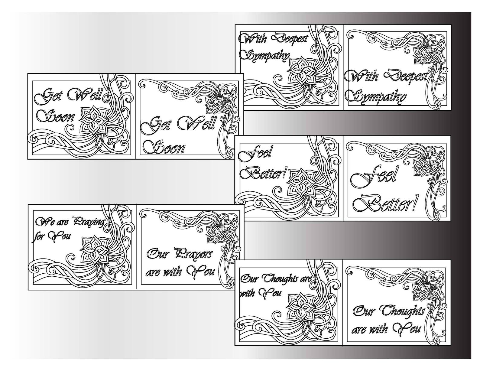 10 Color Your Own Sympathy Card-sets of Ten-instant Download-get Well ...