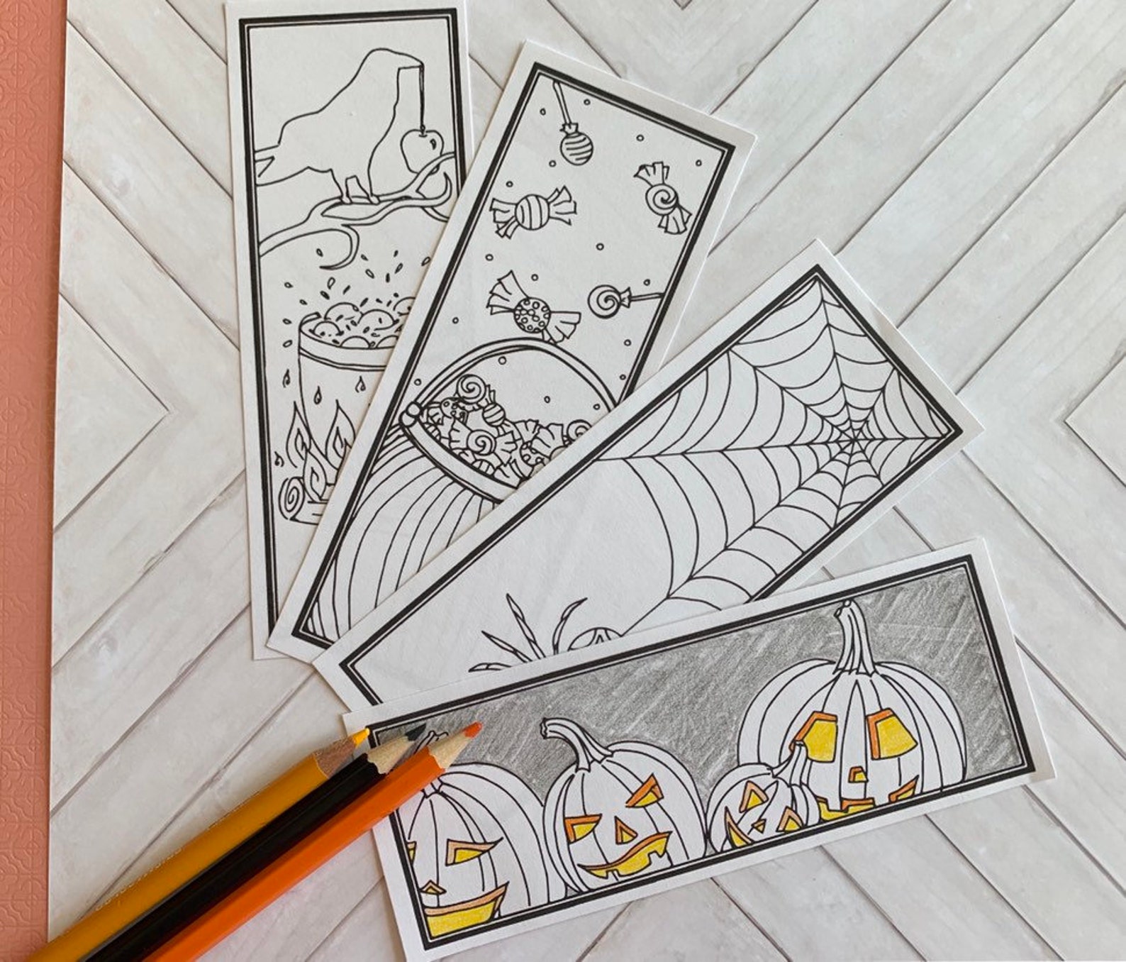 Fall Coloring Bundle! Printable Designs-holiday Bookmarks-color Your ...
