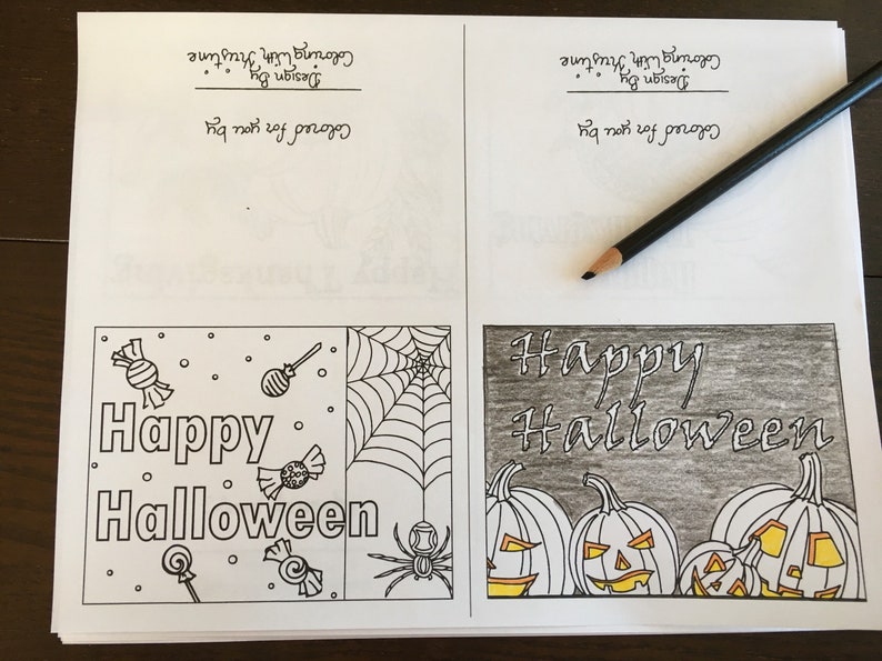Color Your Own Halloween Cards! Set of Two- Instant Download- Holiday ...
