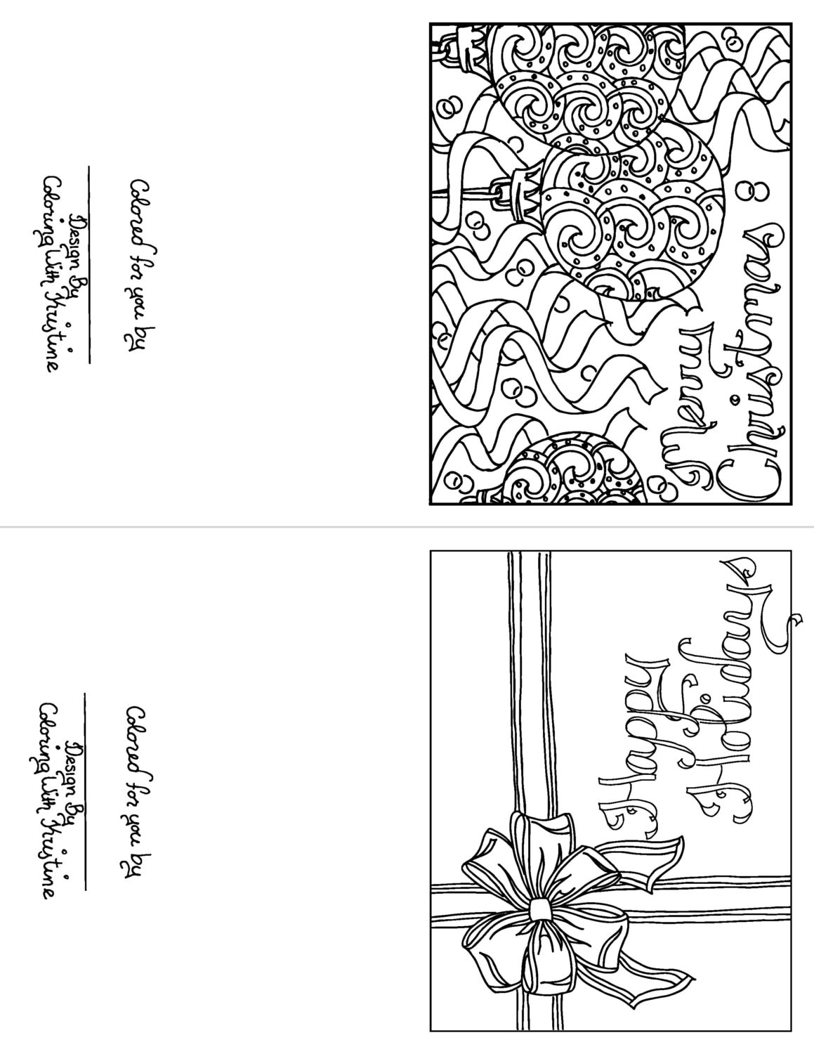 4 Color Your Own Christmas Cards! Set of Four- Instant Download ...