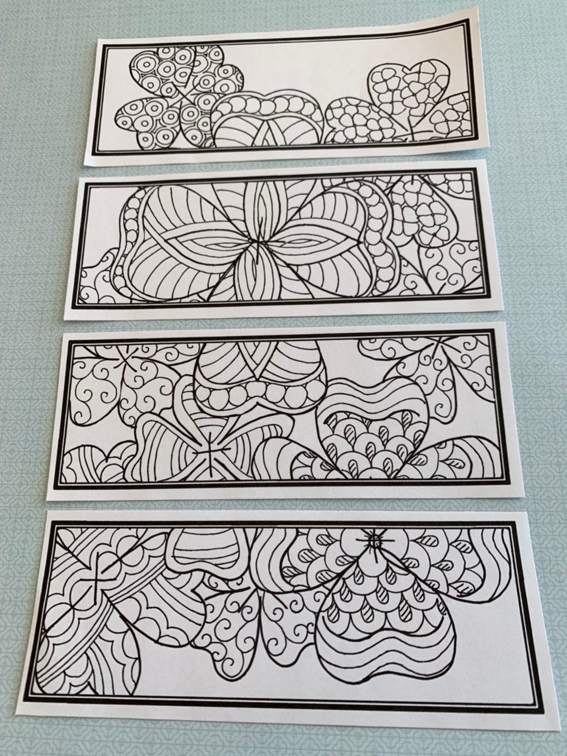 DIY St. Patrick's Day Bookmarks Set of 4 Printable Coloring Page Adult ...
