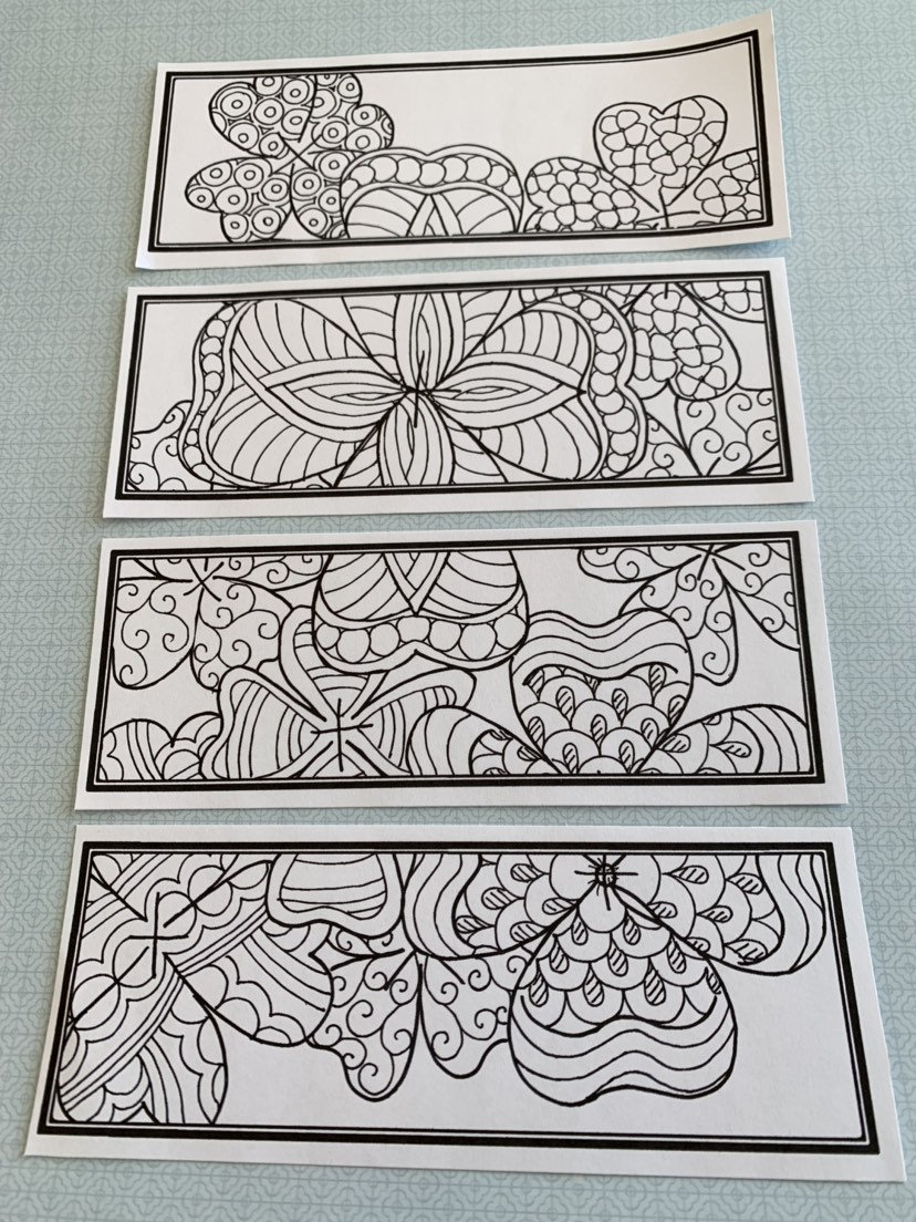 DIY St. Patrick's Day Bookmarks Set of 4 Printable Coloring Page Adult ...