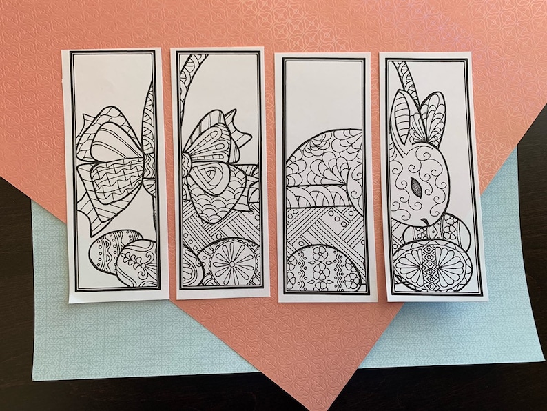 DIY Easter Bunny Bookmarks-printable Coloring Page-adult Coloring Pages ...