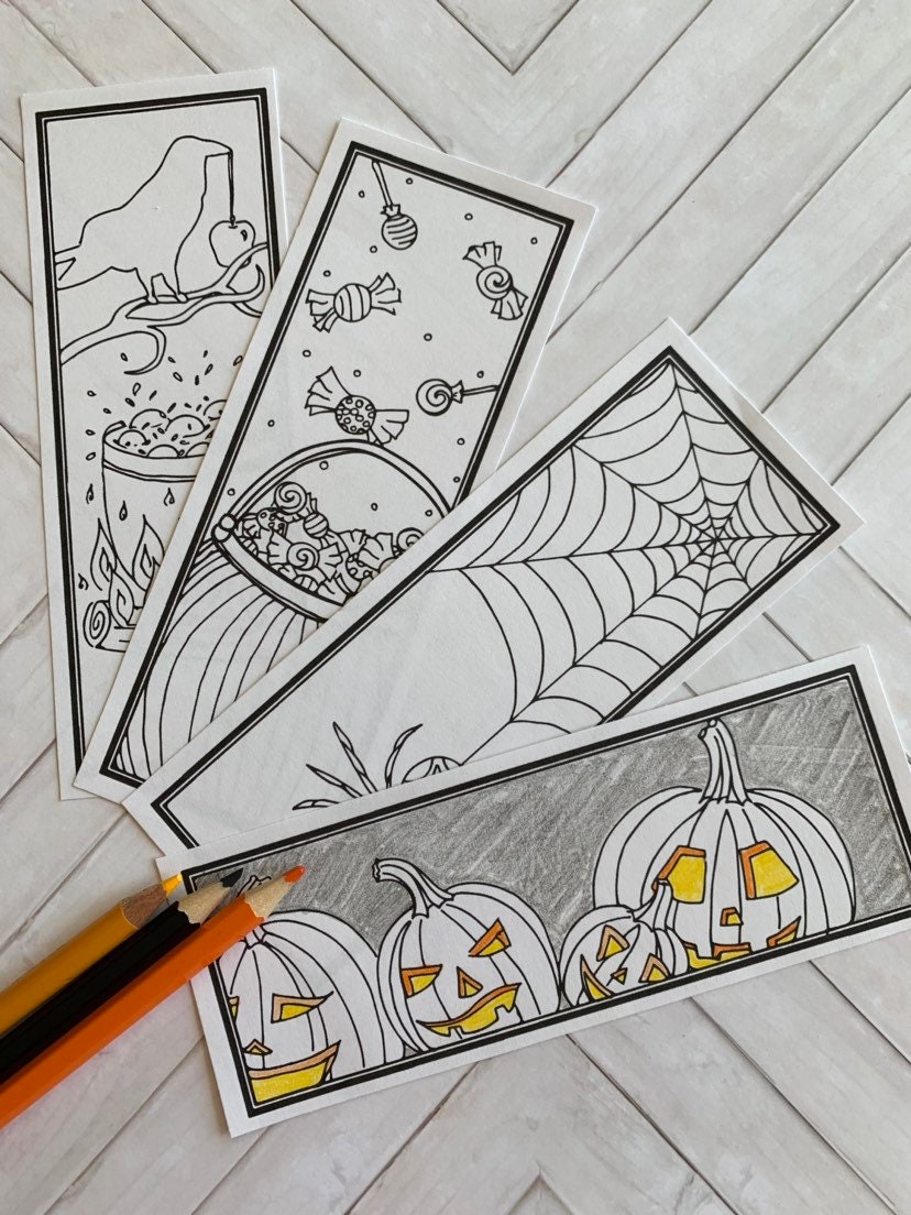 20 DIY Halloween Bookmarks! Printable Designs-bookmark Bundle-ghosts ...