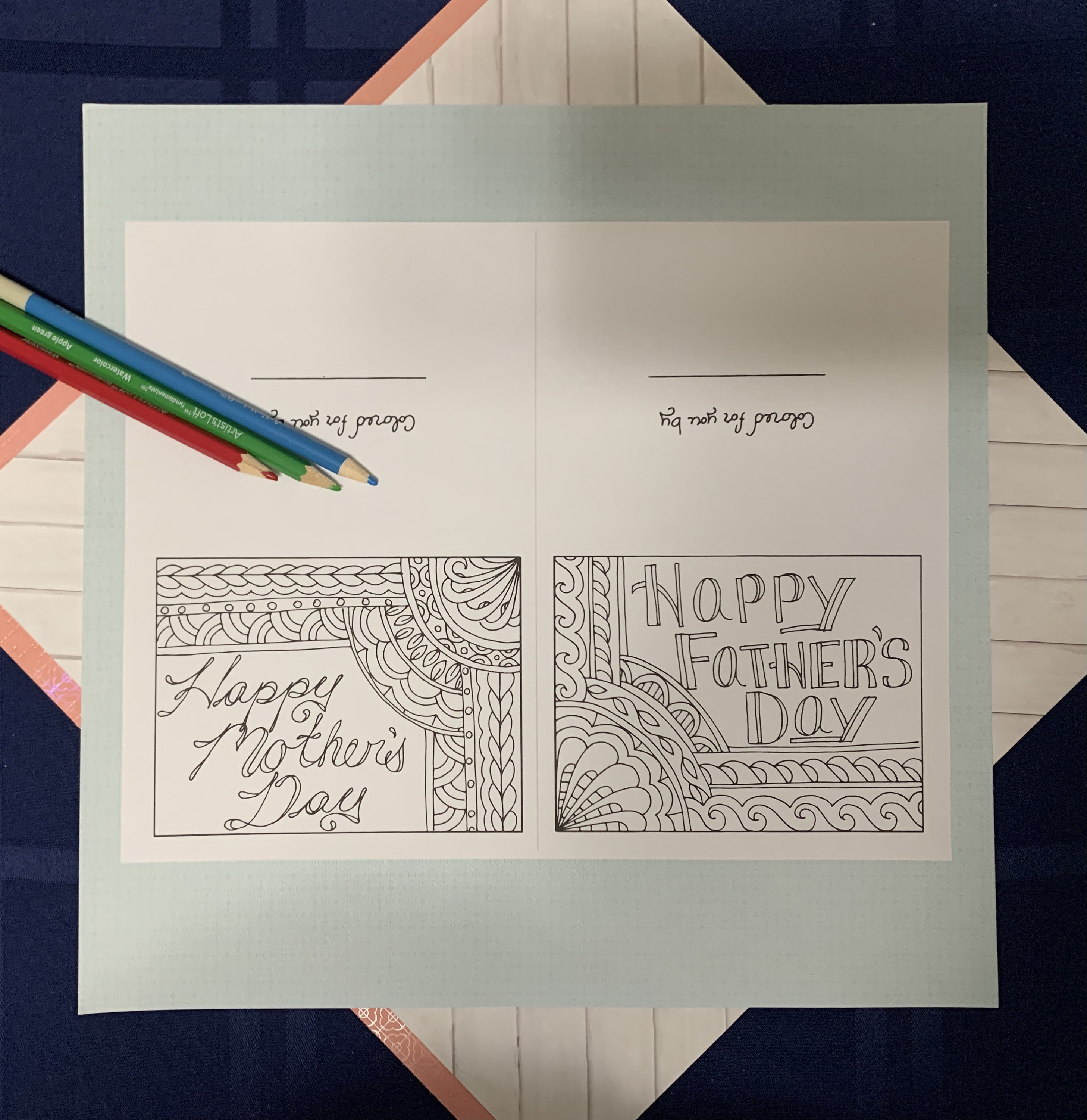 2 Color Your Own Mother's Day & Father's Day Cards! Set of Two-instant ...