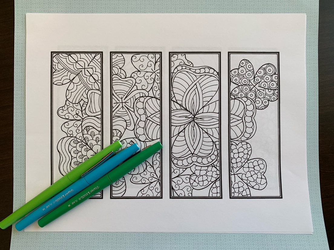 DIY St. Patrick's Day Bookmarks- Set of 4- Printable Coloring Page ...