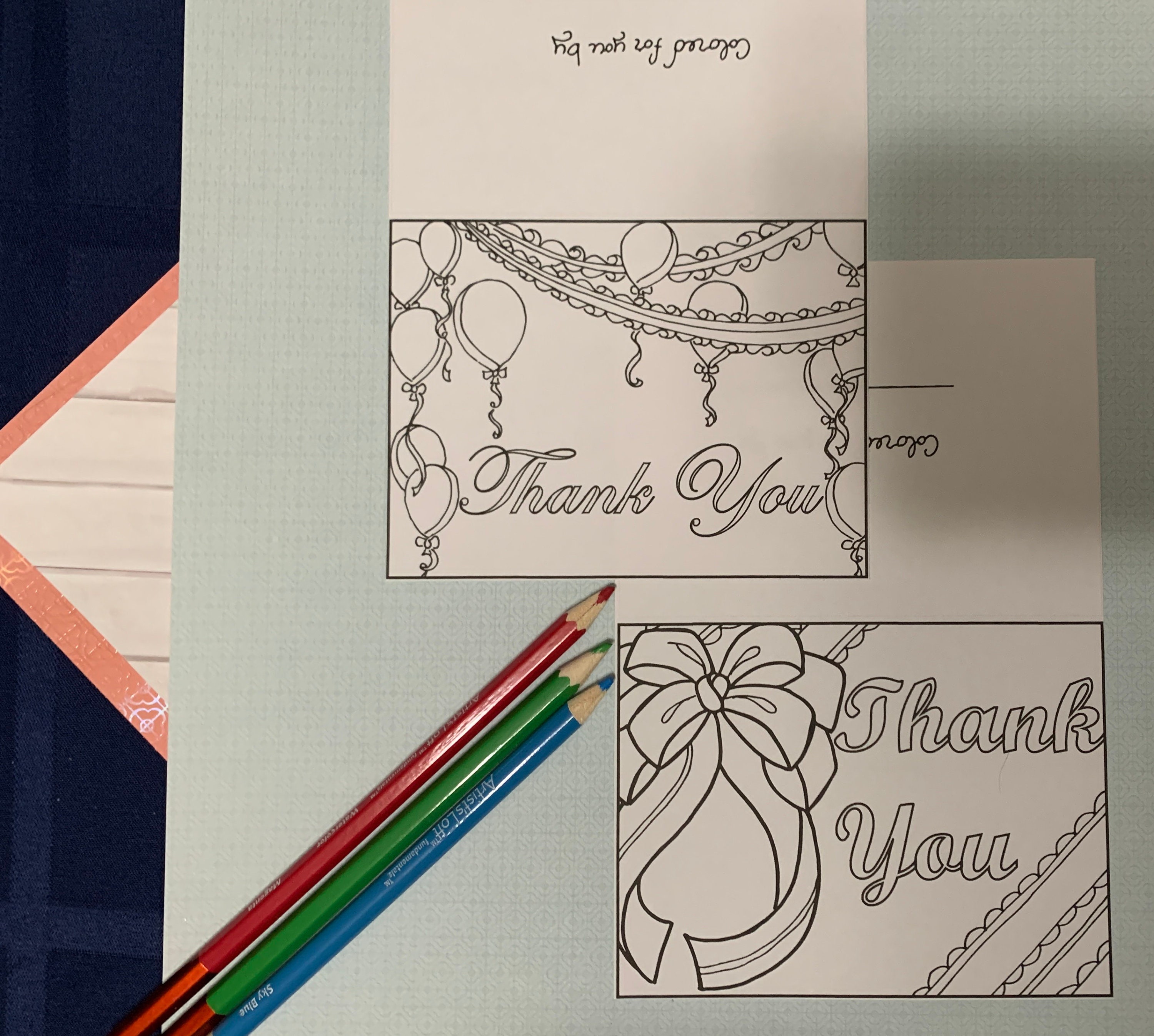 2 Color Your Own Christmas Thank You Cards Set of Two Instant Download ...