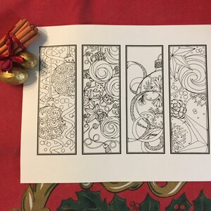 DIY Christmas Ornament Bookmarks- Set of 4- Holiday Crafts- Color Your ...