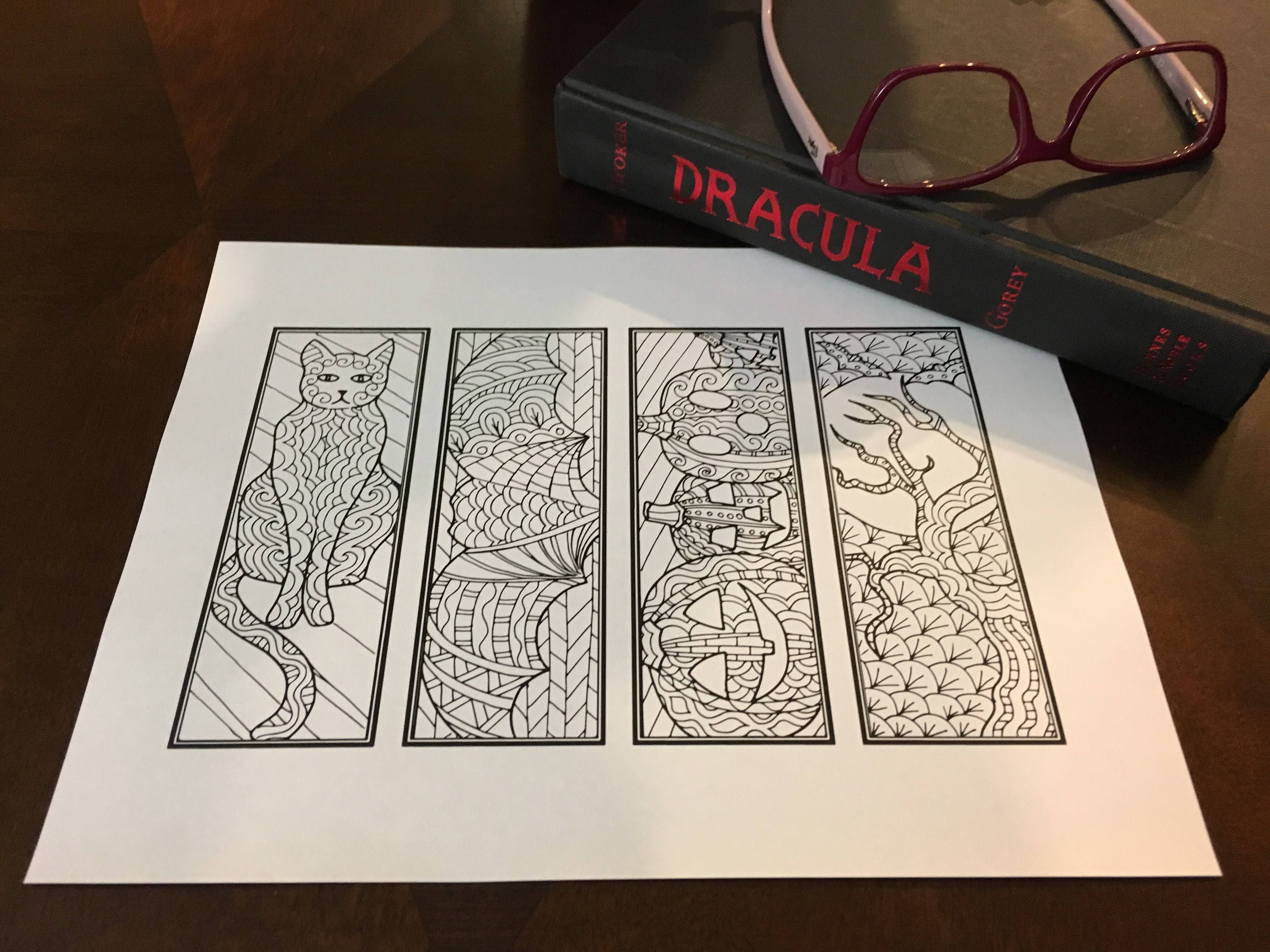 DIY Halloween Bookmarks-set of 4-holiday Crafts-color Your - Etsy