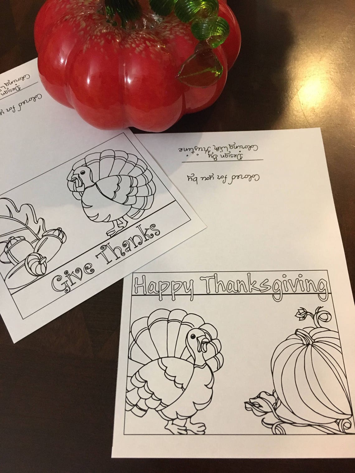 Thanksgiving Coloring Cards: Set of 2, DIY Holiday Crafts (instant ...