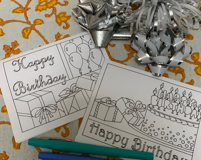Candle Birthday Card Digital Printable Traceable Outline for Coloring ...